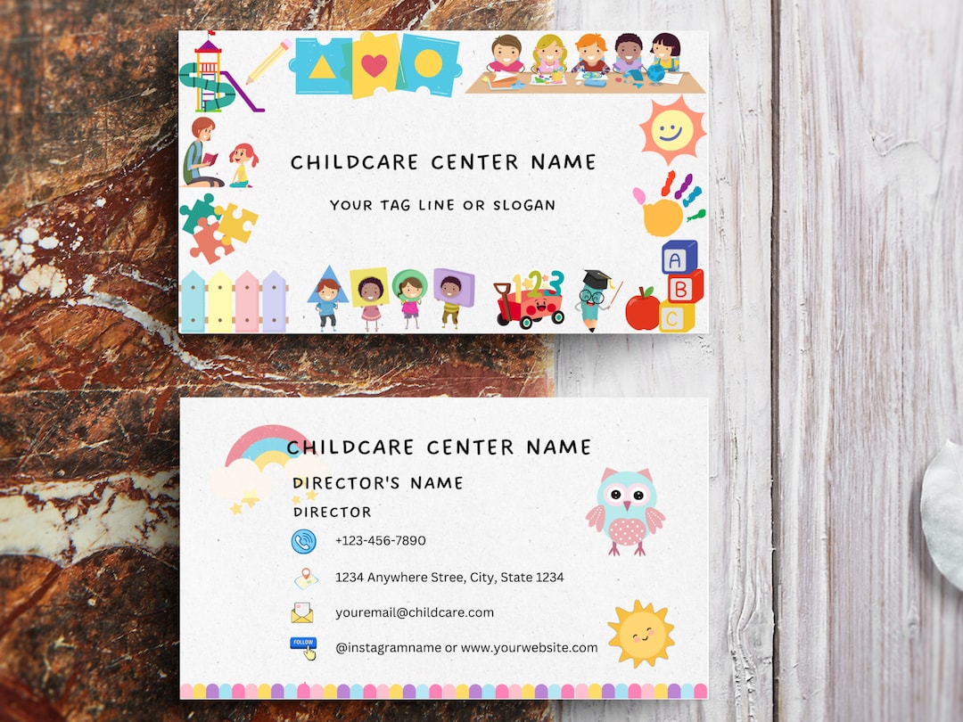Childcare Business Card, Daycare Business Card, Editable Childcare ...