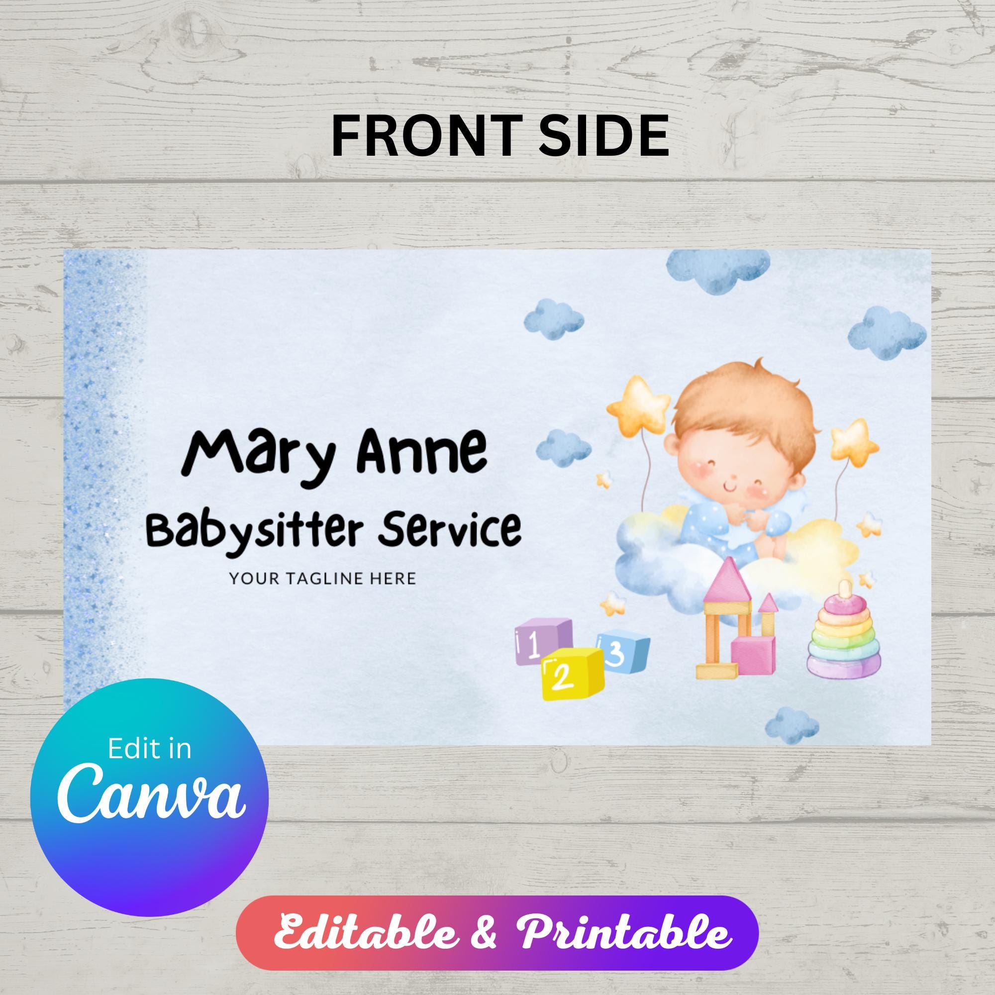 Babysitter Business Card, Daycare Business Card, Editable Daycare ...