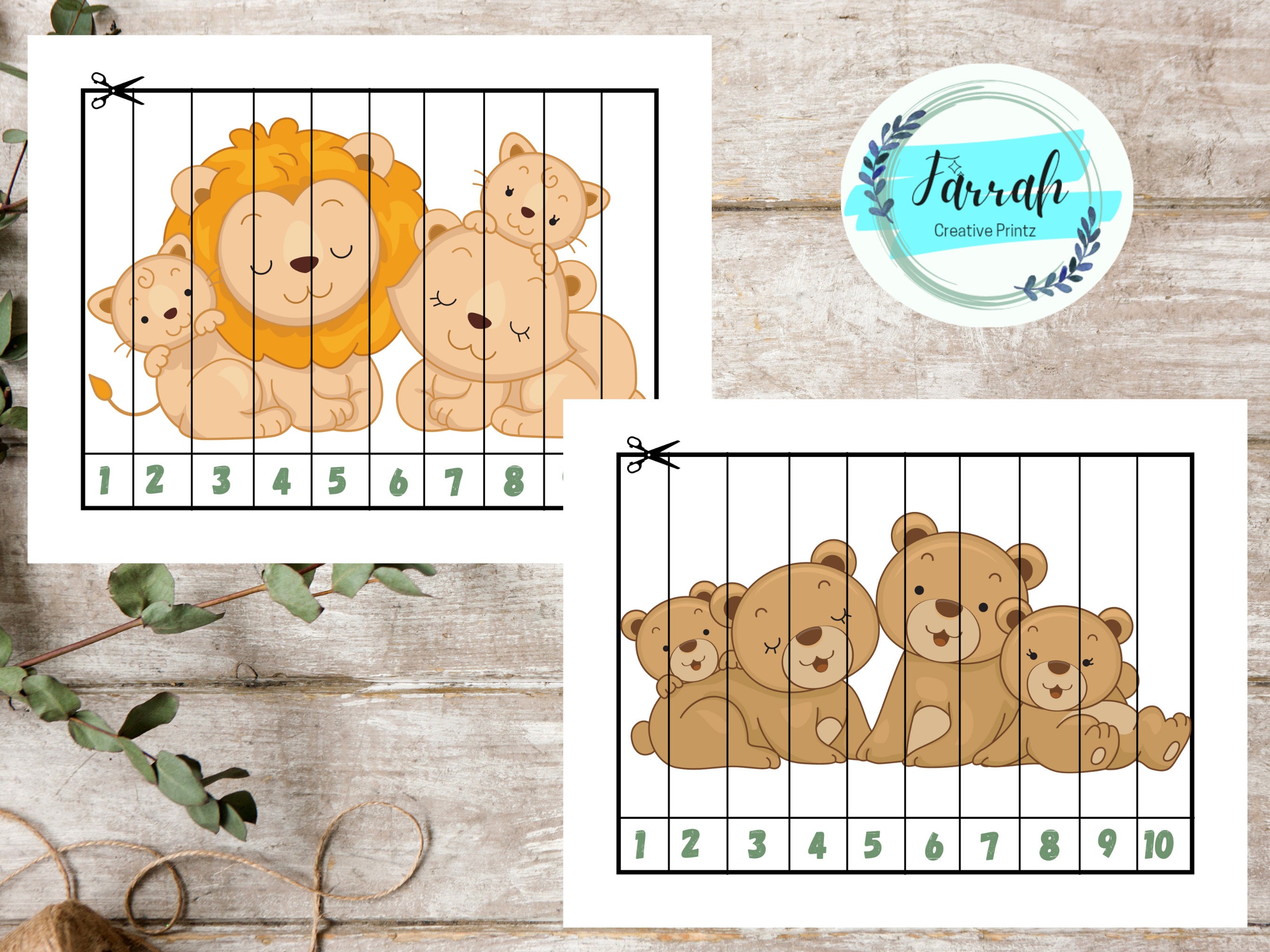 Animal Family Puzzles Number 1-10, Animal Puzzles, Matching Puzzles ...