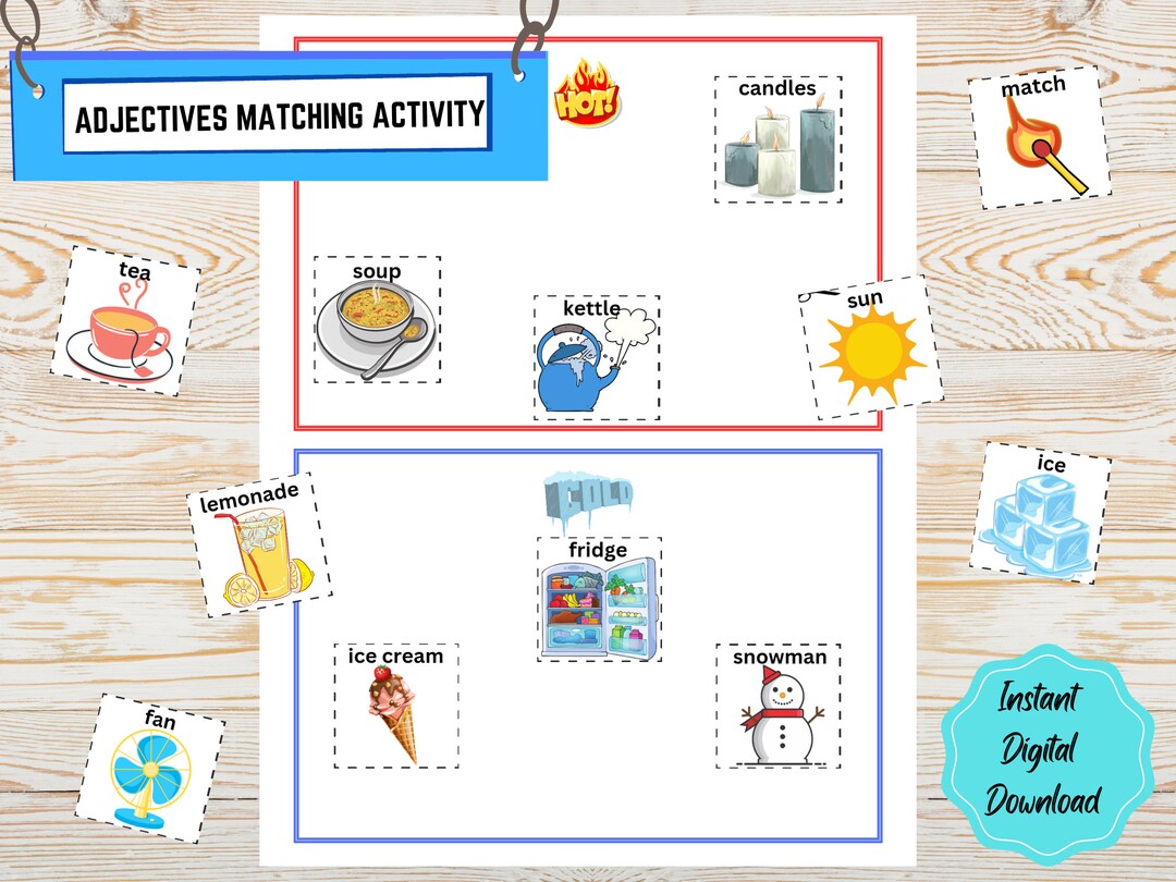 Adjectives Matching Activity, Adjectives, Busy Book, Busy Binder, Quiet ...
