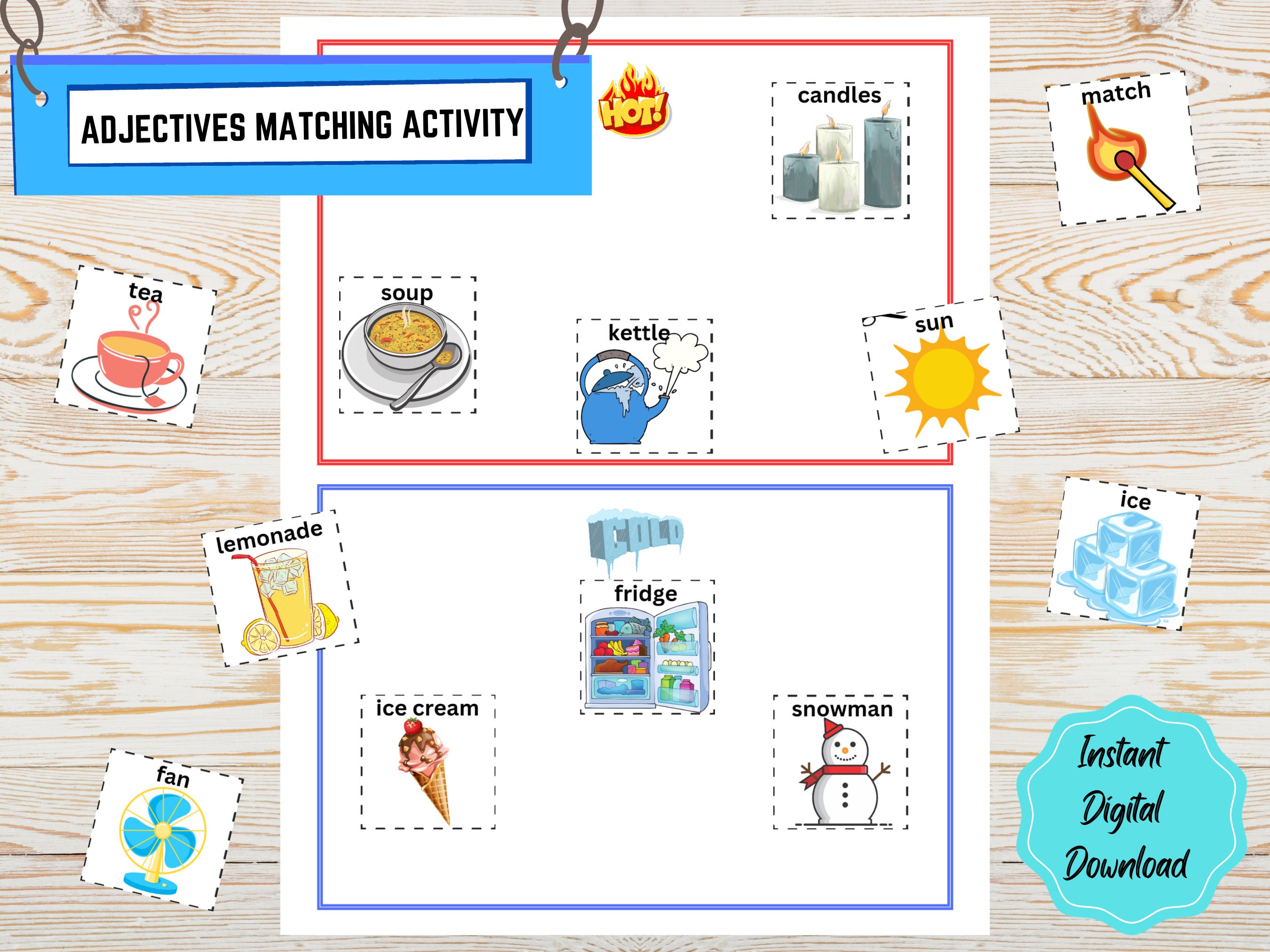 Adjectives Matching Activity, Adjectives, Busy Book, Busy Binder, Quiet ...