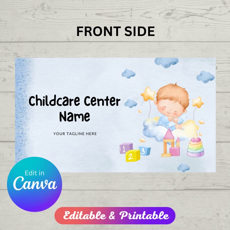 Childcare Business Card, Daycare Business Card, Editable Daycare ...
