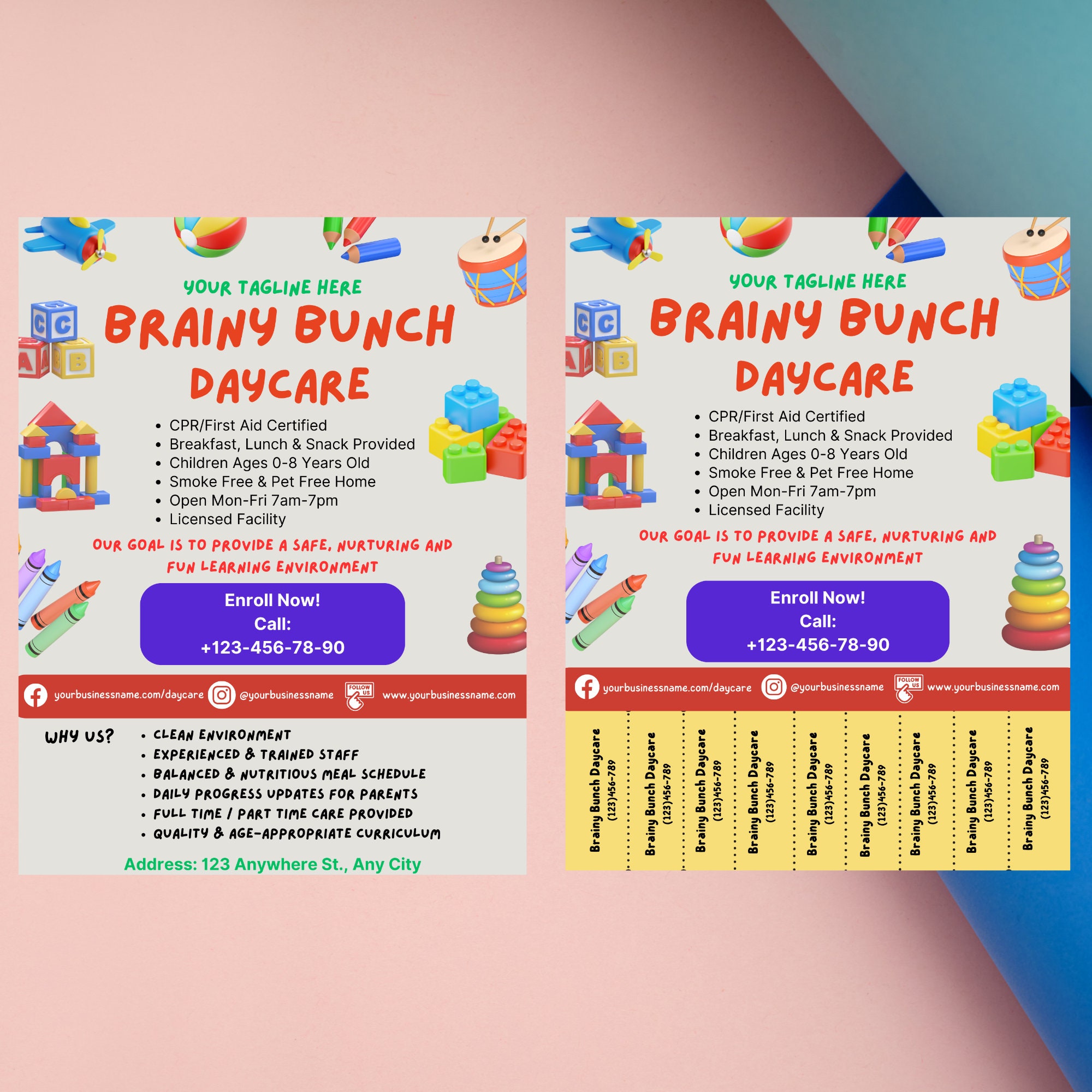Daycare Flyer With Tear off Tabs, Tear off Daycare Flyer, Babysitting ...