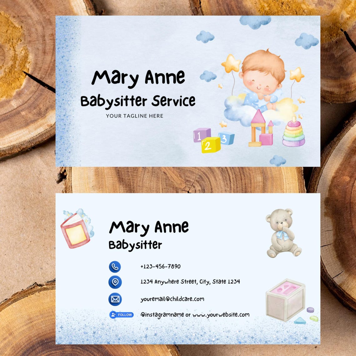 Babysitter Business Card, Daycare Business Card, Editable Daycare ...