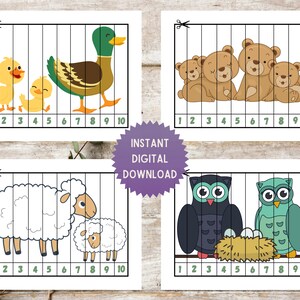 Animal Family Puzzles Number 1-10, Animal Puzzles, Matching Puzzles ...