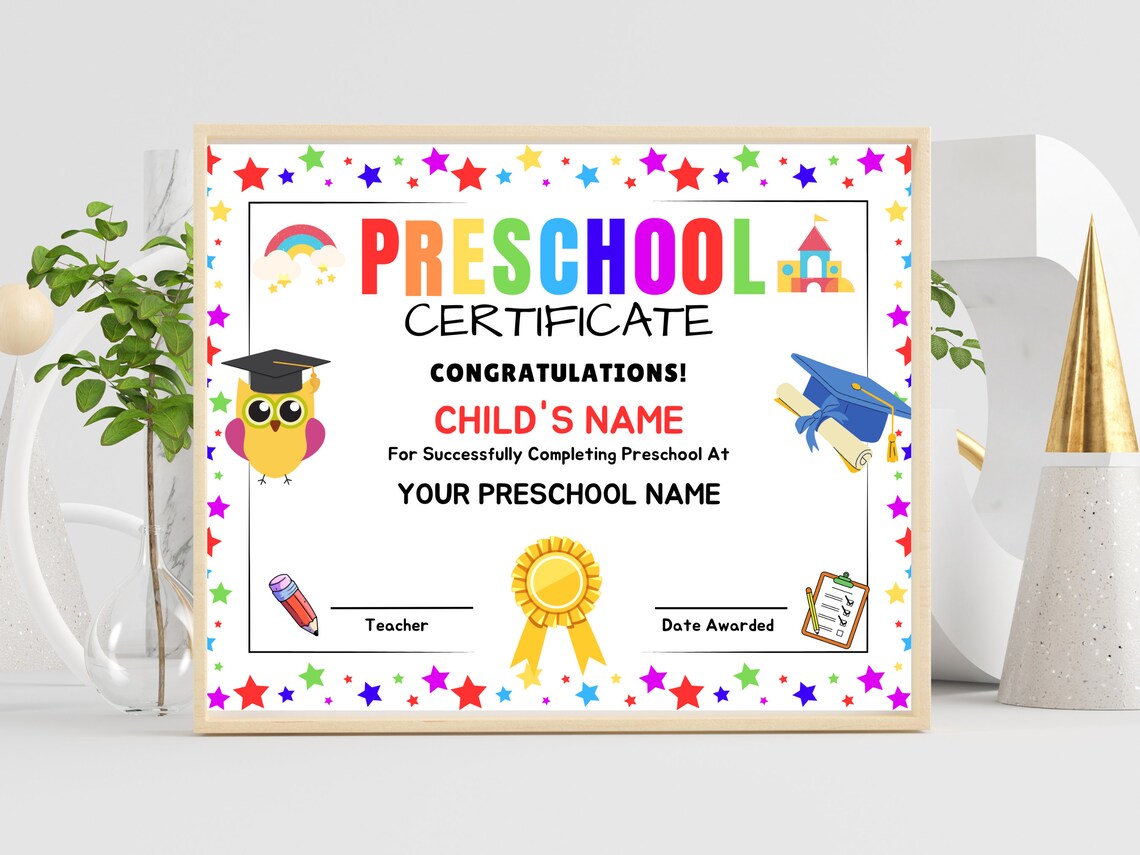 Editable Preschool Graduation Certificate, Printable Preschool ...