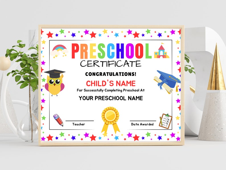 Editable Preschool Graduation Certificate, Printable Preschool ...