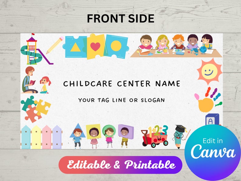 Childcare Business Card, Daycare Business Card, Editable Childcare ...