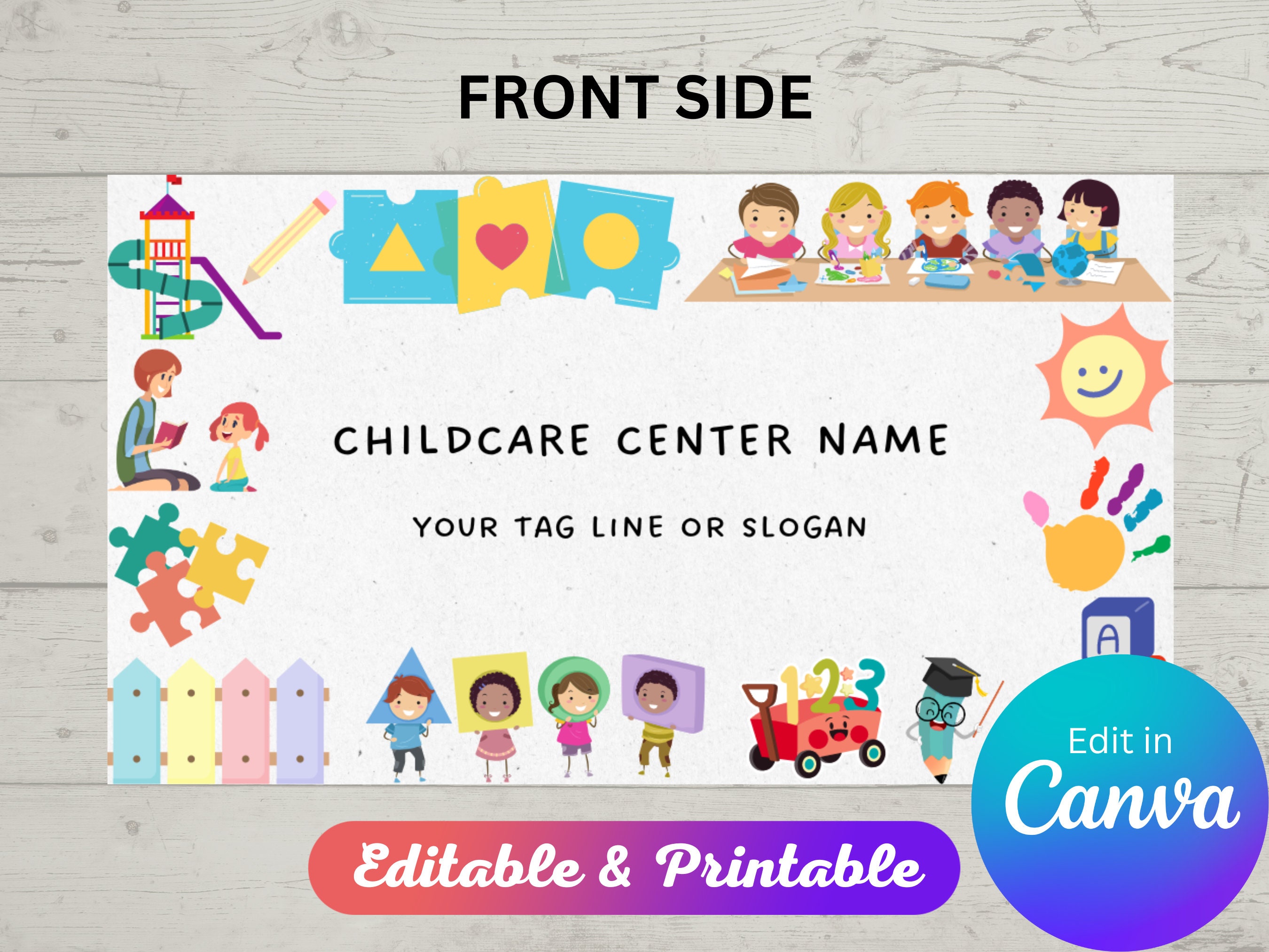 Childcare Business Card, Daycare Business Card, Editable Childcare ...