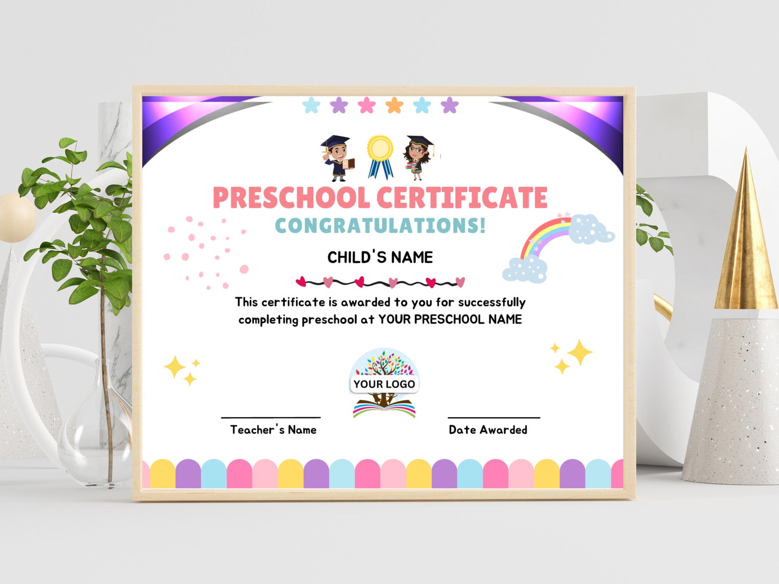Editable Preschool Graduation Certificate, Preschool Diploma ...