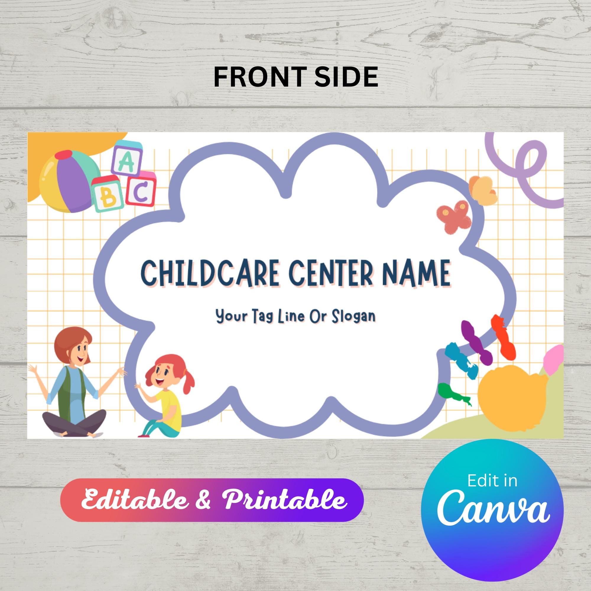 Childcare Business Card, Daycare Business Card, Editable Childcare ...