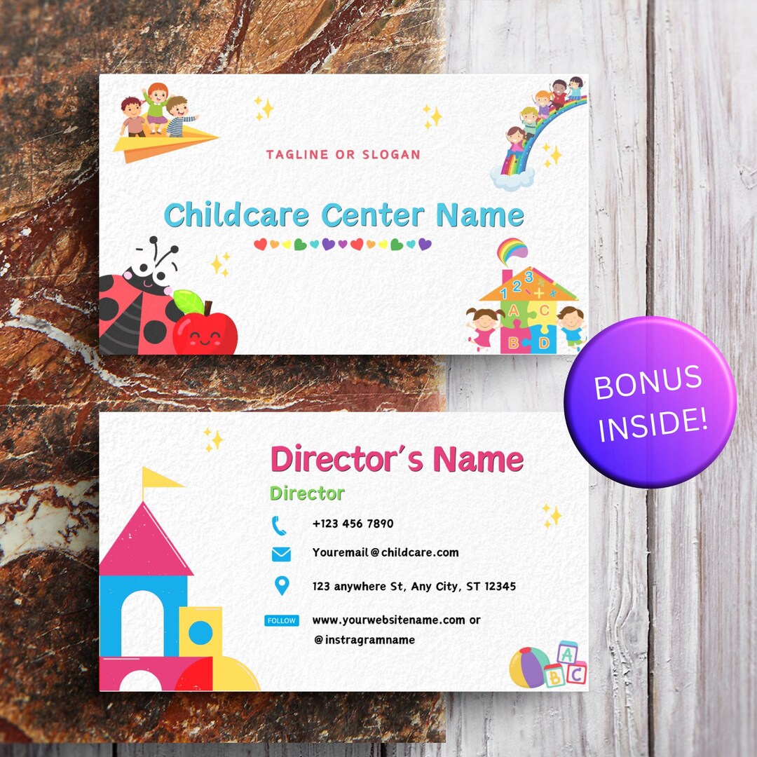 Childcare Business Card, Daycare Business Card, Editable Childcare ...