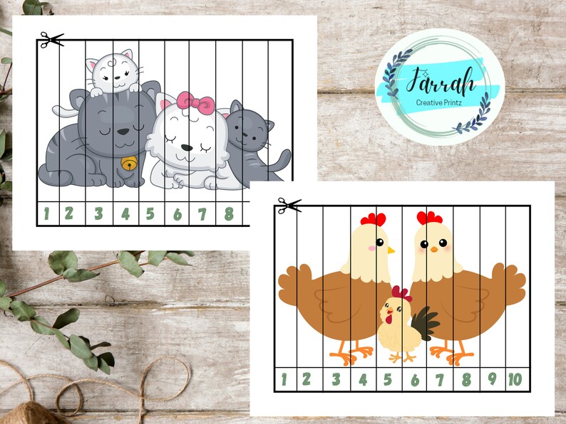 Animal Family Puzzles Number 1-10, Animal Puzzles, Matching Puzzles ...