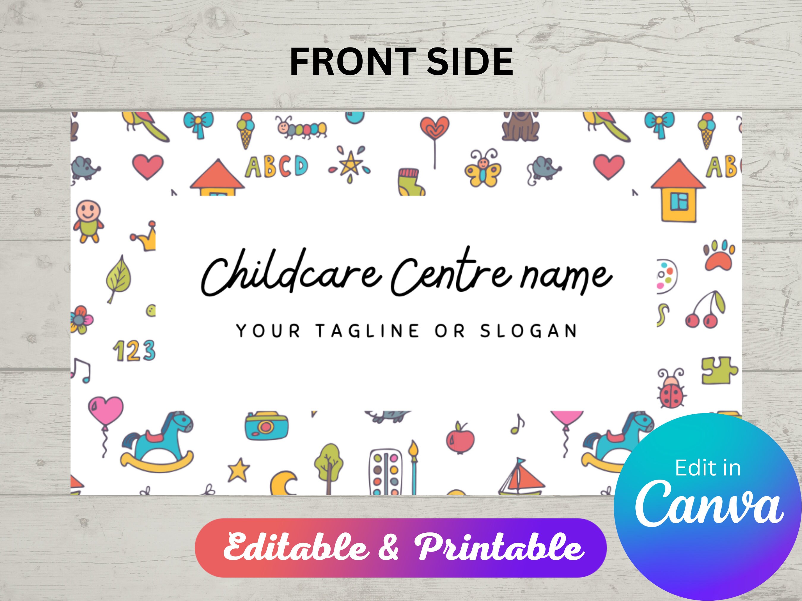 Childcare Business Card, Daycare Business Card, Editable & Printable ...