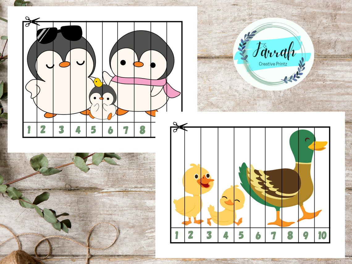 Animal Family Puzzles Number 1-10, Animal Puzzles, Matching Puzzles ...