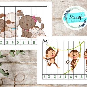 Animal Family Puzzles Number 1-10, Animal Puzzles, Matching Puzzles ...