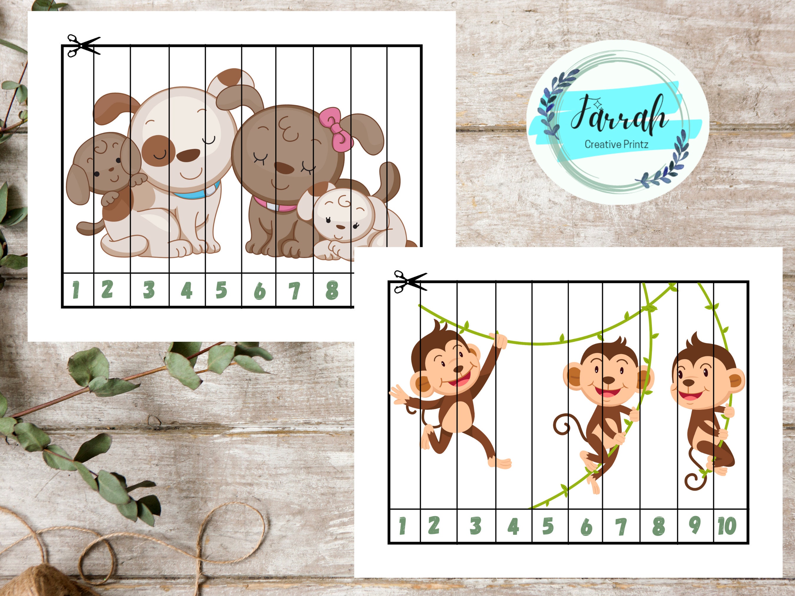 Animal Family Puzzles Number 1-10, Animal Puzzles, Matching Puzzles ...