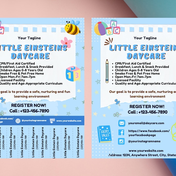 Childcare Business Card, Daycare Business Card, Editable Childcare ...