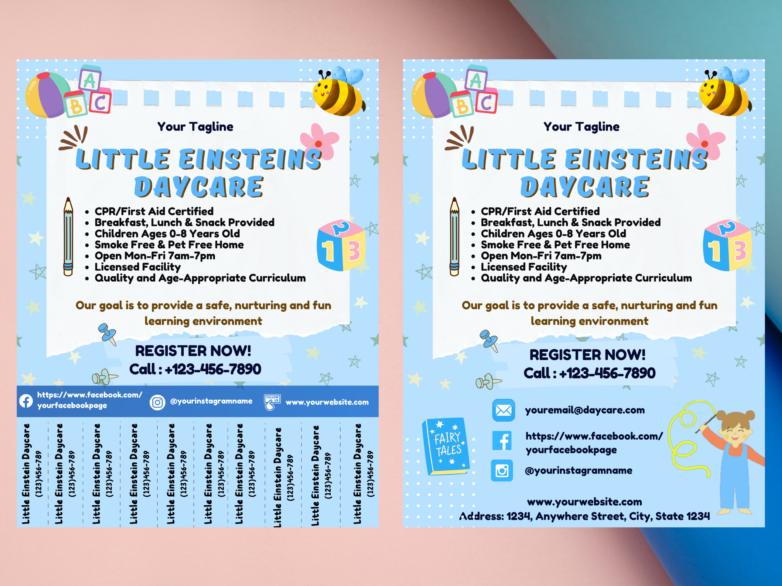 Daycare Flyer With Tear off Tabs, Tear off Daycare Flyer, Babysitting ...