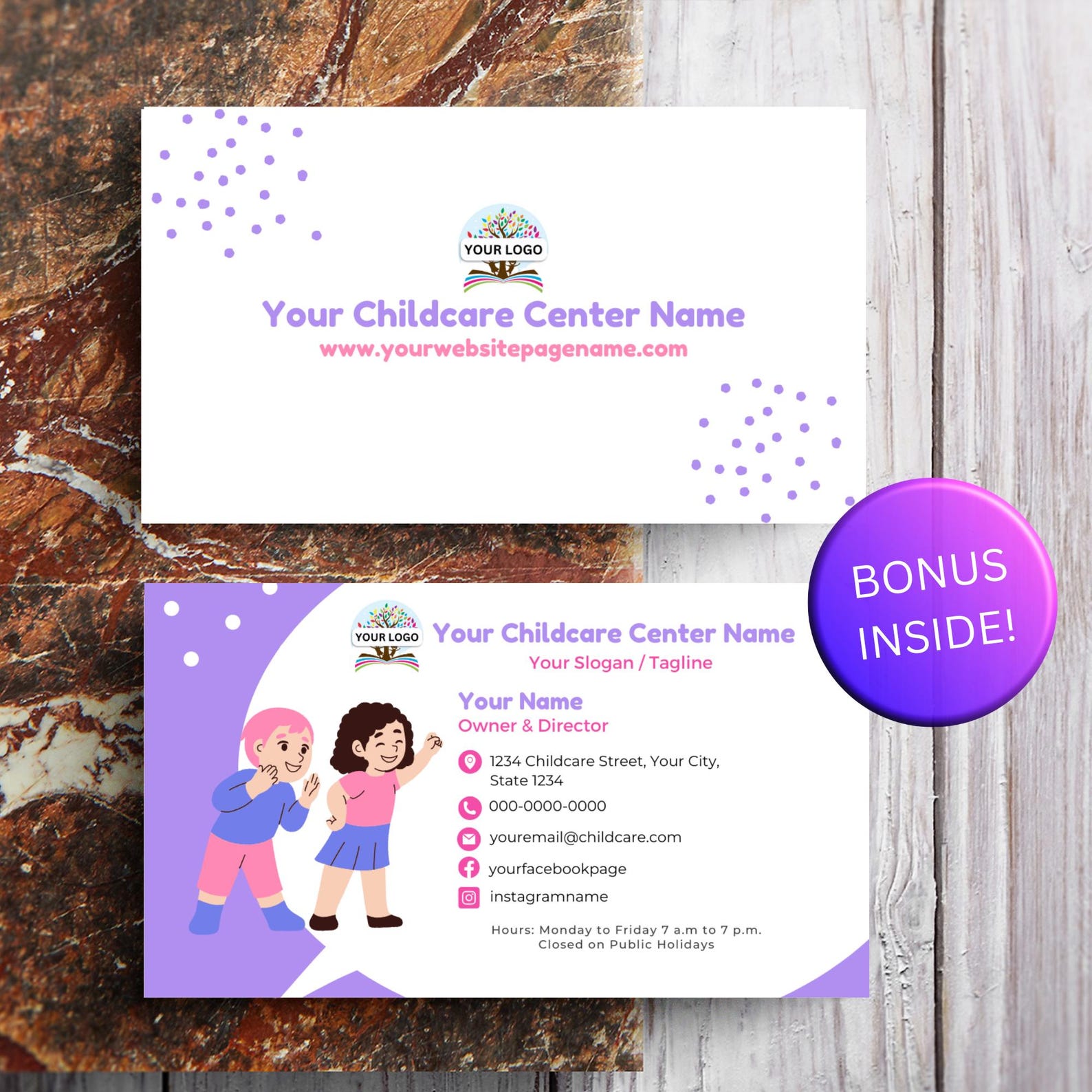 Childcare Business Card, Daycare Business Card, Editable Childcare ...