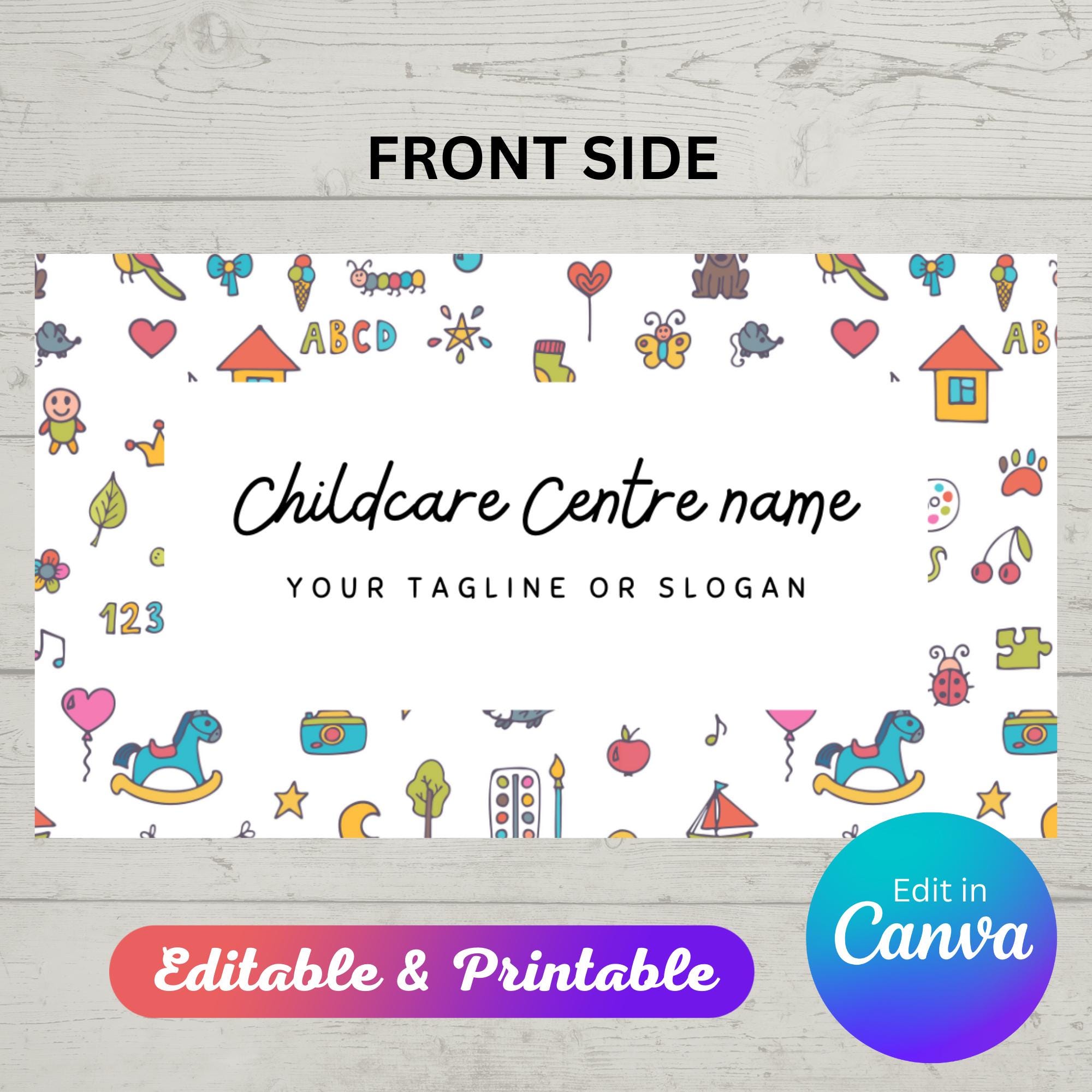 Childcare Business Card, Daycare Business Card, Editable & Printable ...