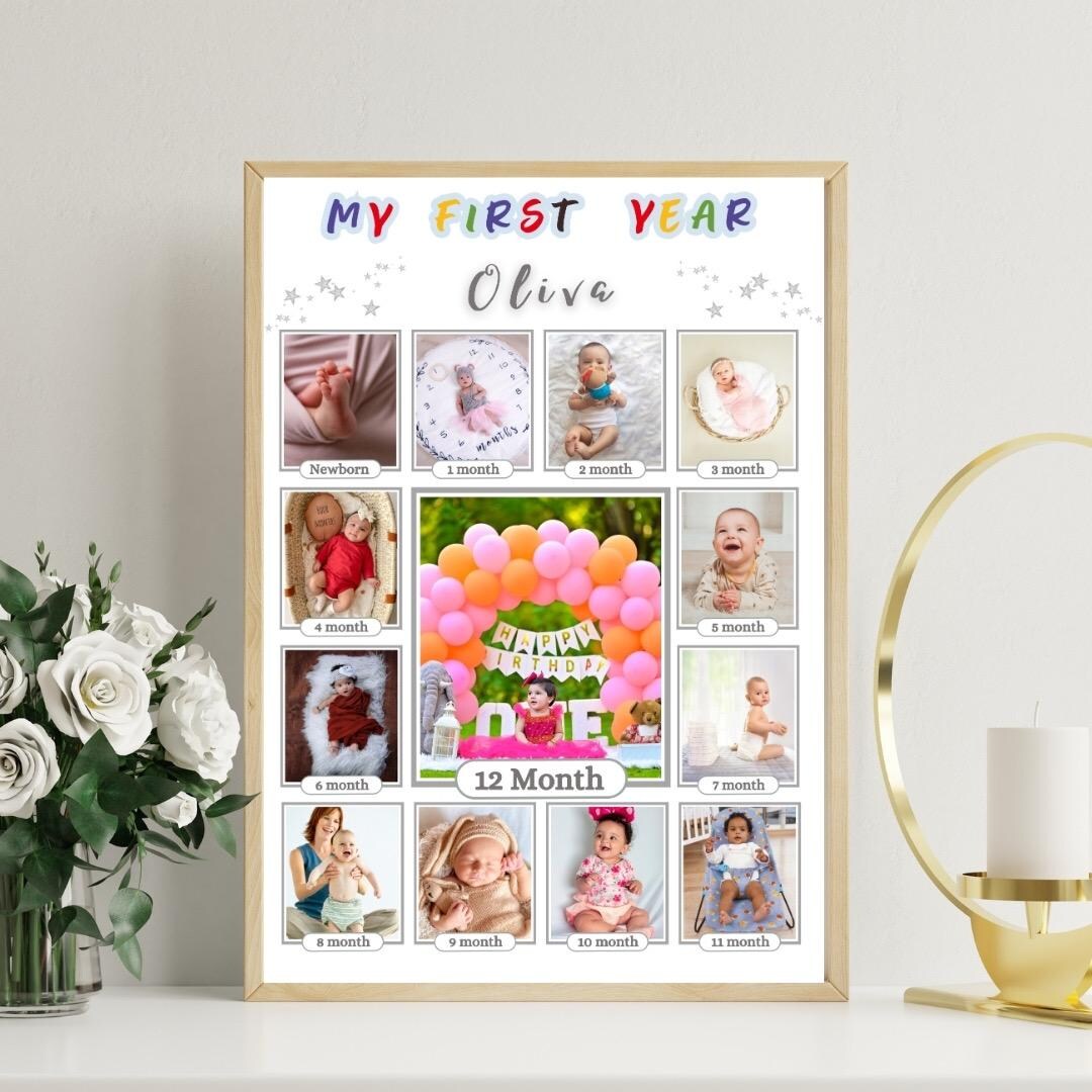 Milestone Birthday Sign , Printable Baby’s First Year Template , Baby ...