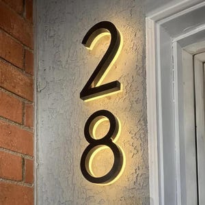 Custom Address Sign, Backlit Number Sign, House Number Sign, Halo Lit ...
