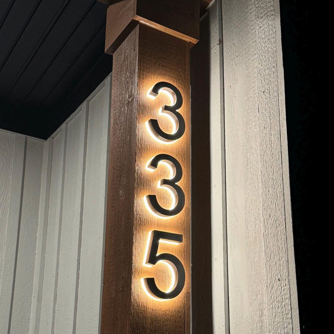 3D Backlit Number Sign, Custom Outdoor Address Sign, House Number Sign ...