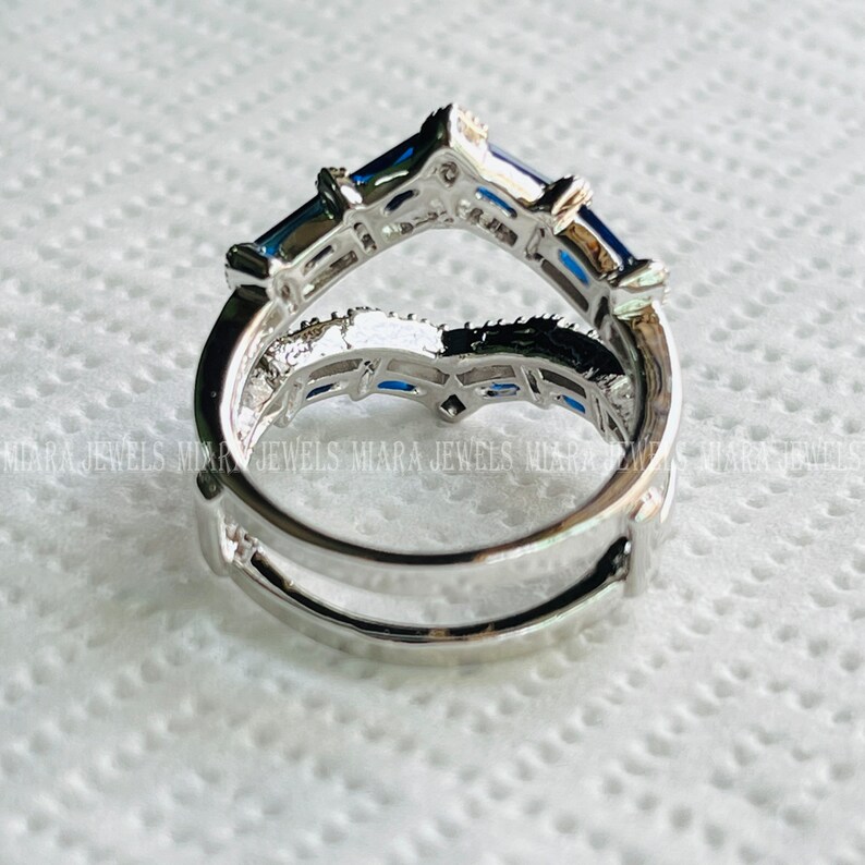 Enhancer Ring Guard 2ct Baguette Cut Blue Sapphire Engagement Ring ...