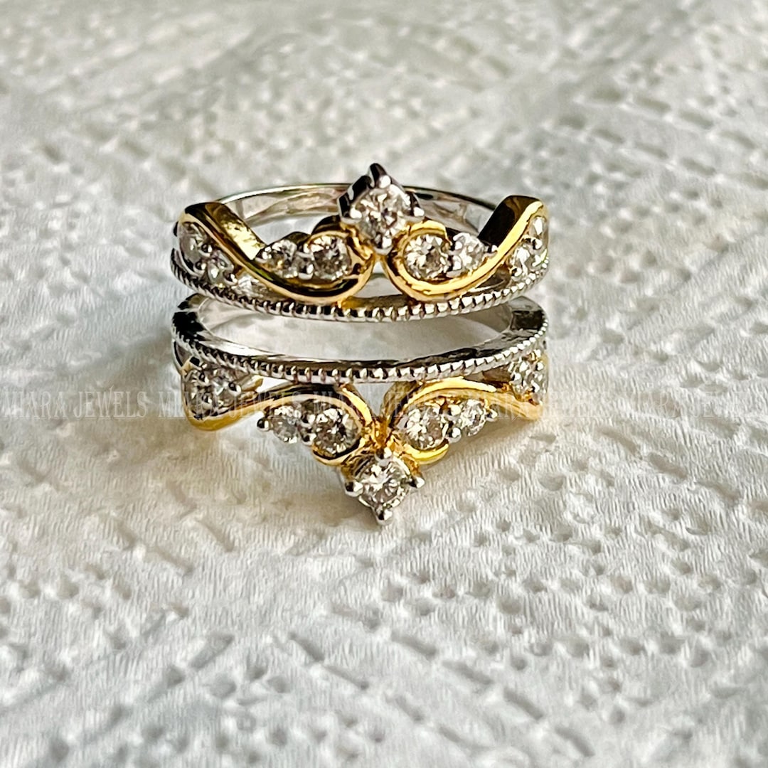 925 Silver Enhancer Ring Guard 1.50ct Round Cut White Diamond ...