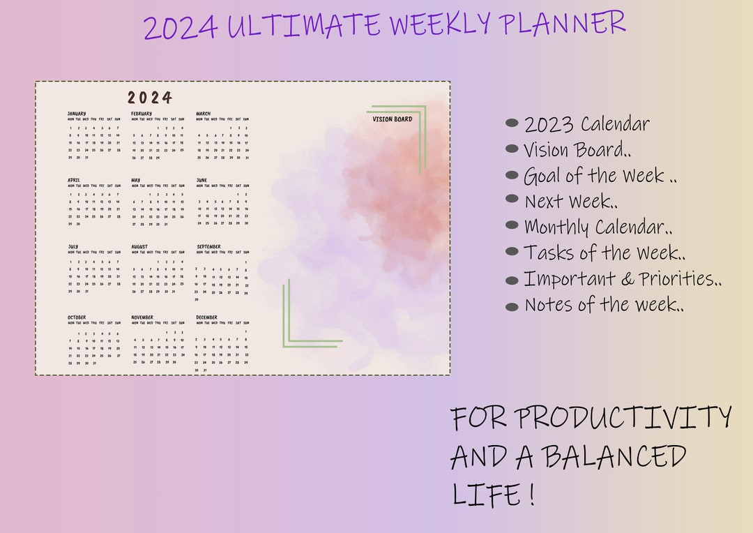 Weekly Planner I Digital Weekly Planner I Printable Weekly Planner L ...