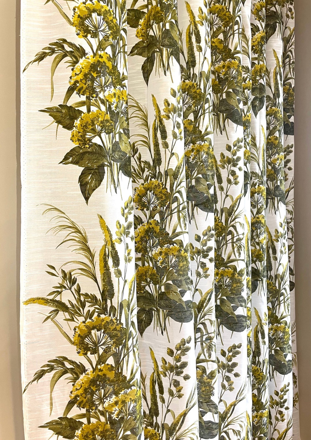 Swedish Floral Vintage Curtains, Beautiful Retro Style Curtain Panels ...