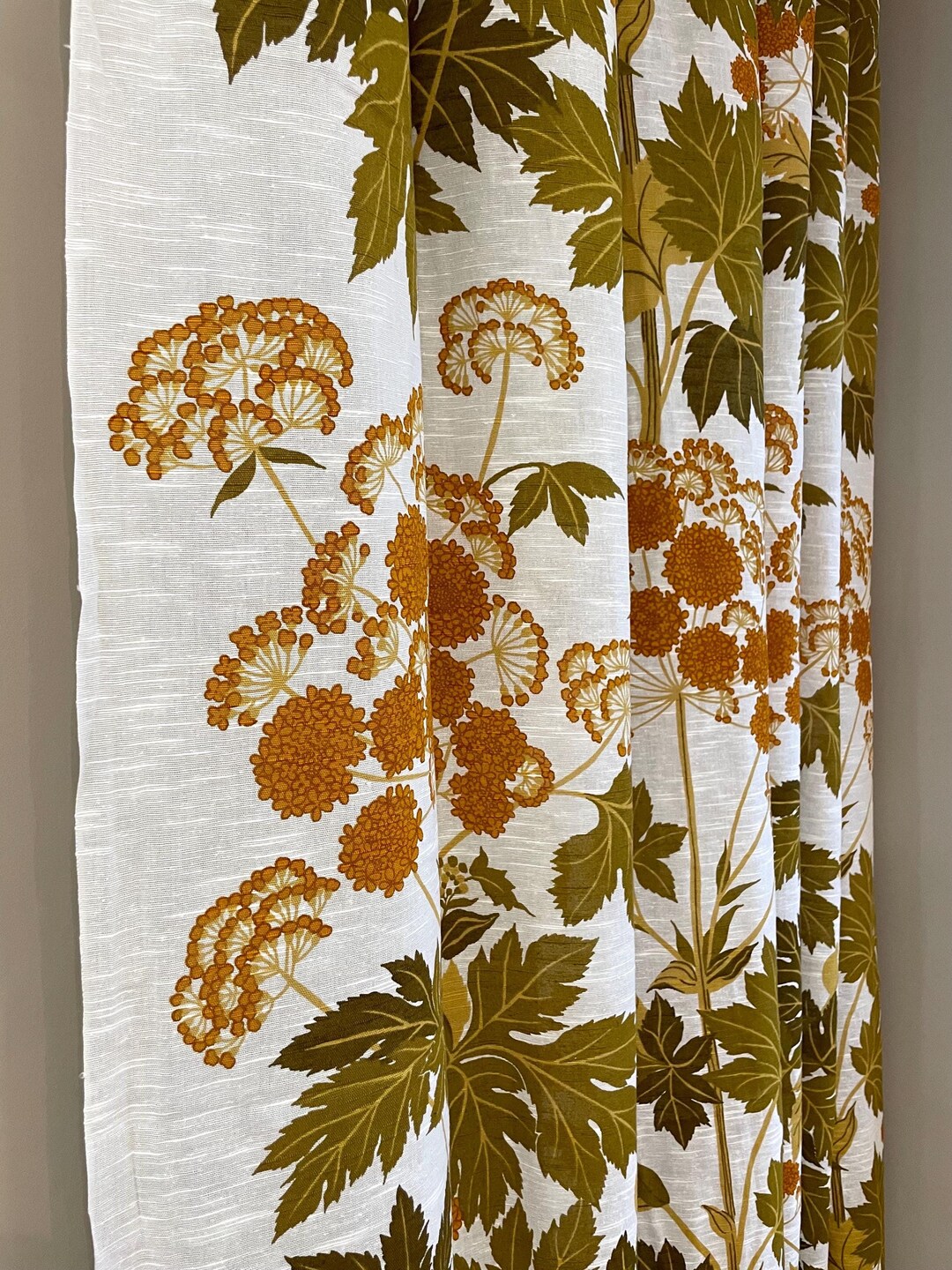 Beautiful Swedish Retro Curtain Panels, Scandinavian Designer Fabric ...