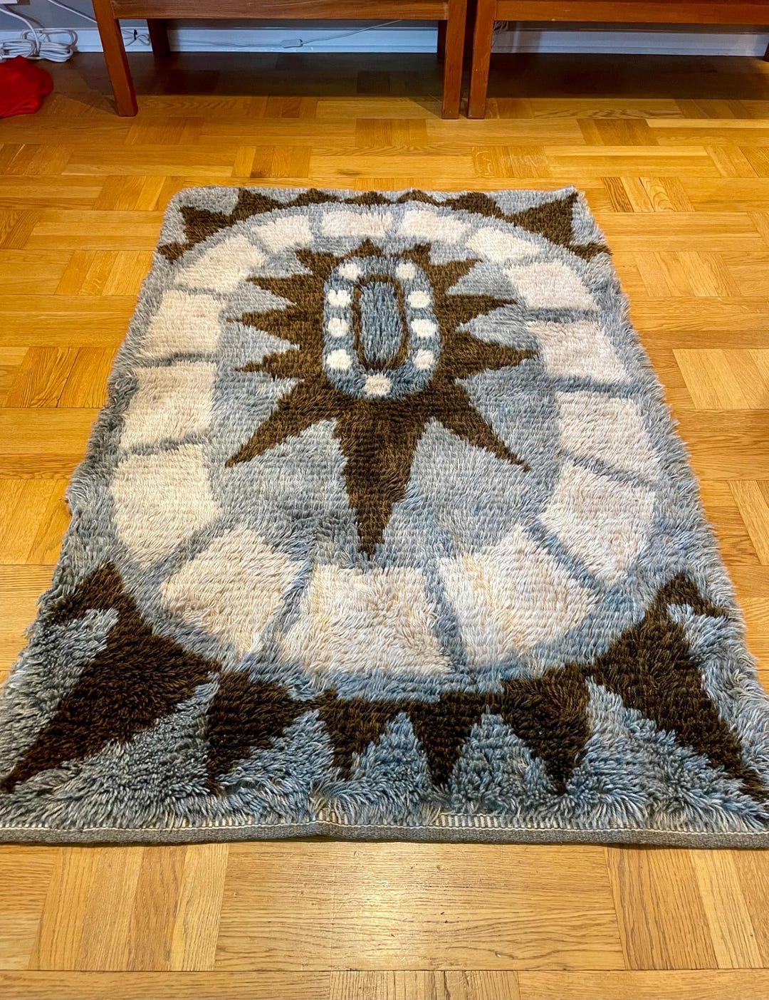 Beautiful Retro Rya Rug, Scandinavian Vintage Rya Carpet, 60s, 70s. Mid ...