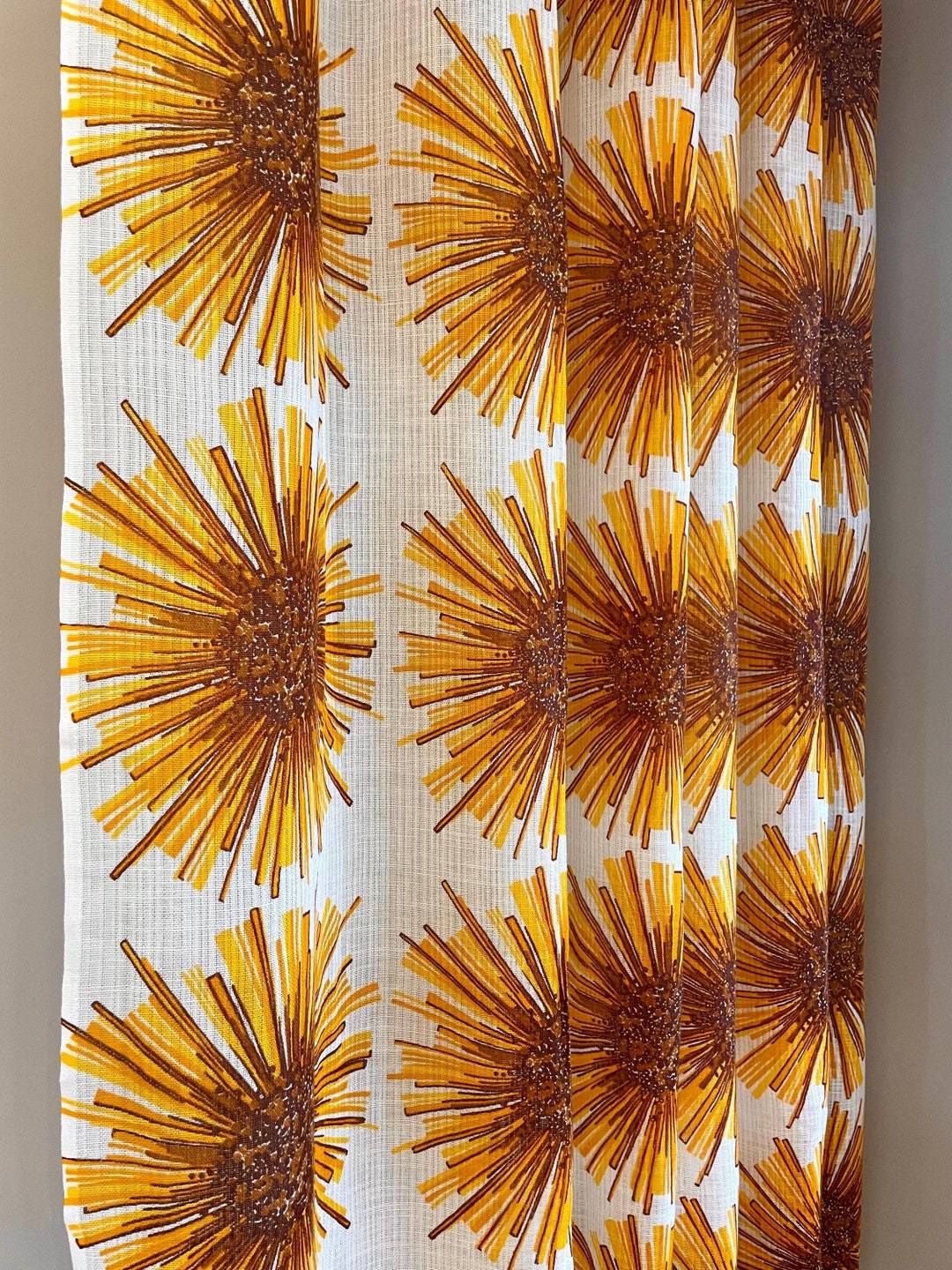 Scandinavian Vintage Curtains. Retro Flower Net Curtains, Mcm, Sheer ...