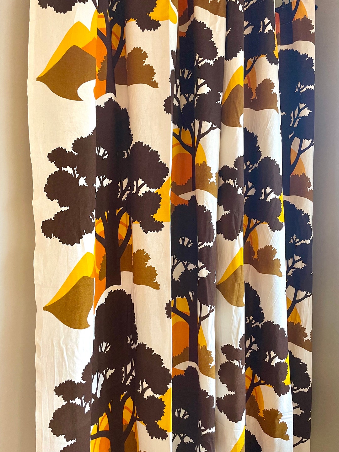 Beautiful Swedish Retro Curtain Panels, Scandinavian Designer Fabric ...