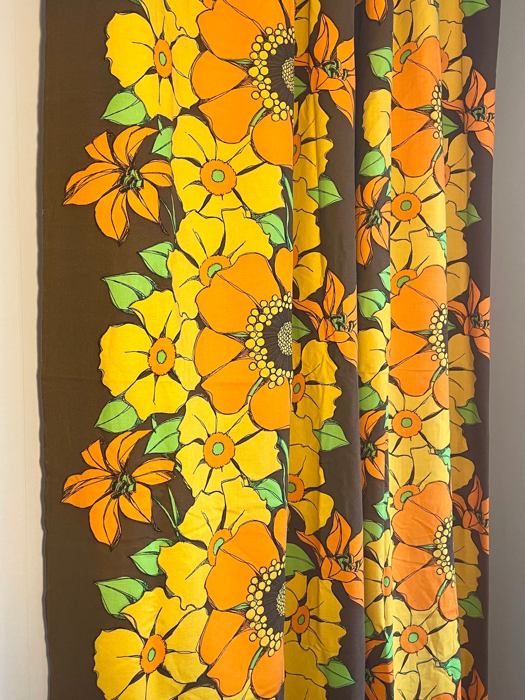 Beautiful Swedish Retro Curtain Panels, Scandinavian Designer Fabric ...