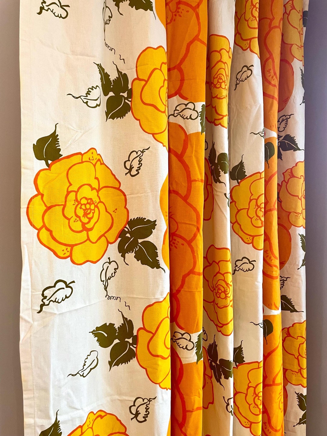 Beautiful Swedish Retro Curtain Panels, Scandinavian Designer Fabric ...