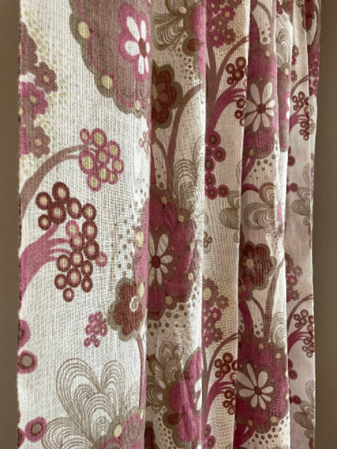 Swedish Vintage Curtains, Retro Curtain Panels, Net Curtains, Pink ...