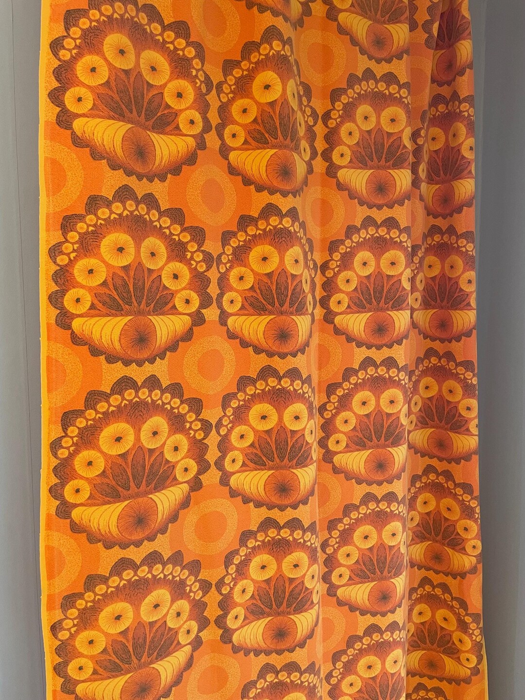 1950s Barkcloth Curtain Panel, True Mid Century Vintage Retro Single ...