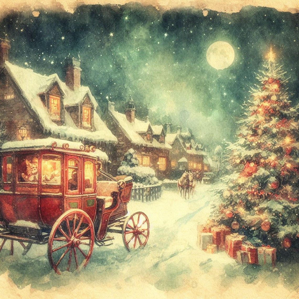 Vintage Christmas Digital Art 5 Instant Downloads (.JPG Files) - Etsy