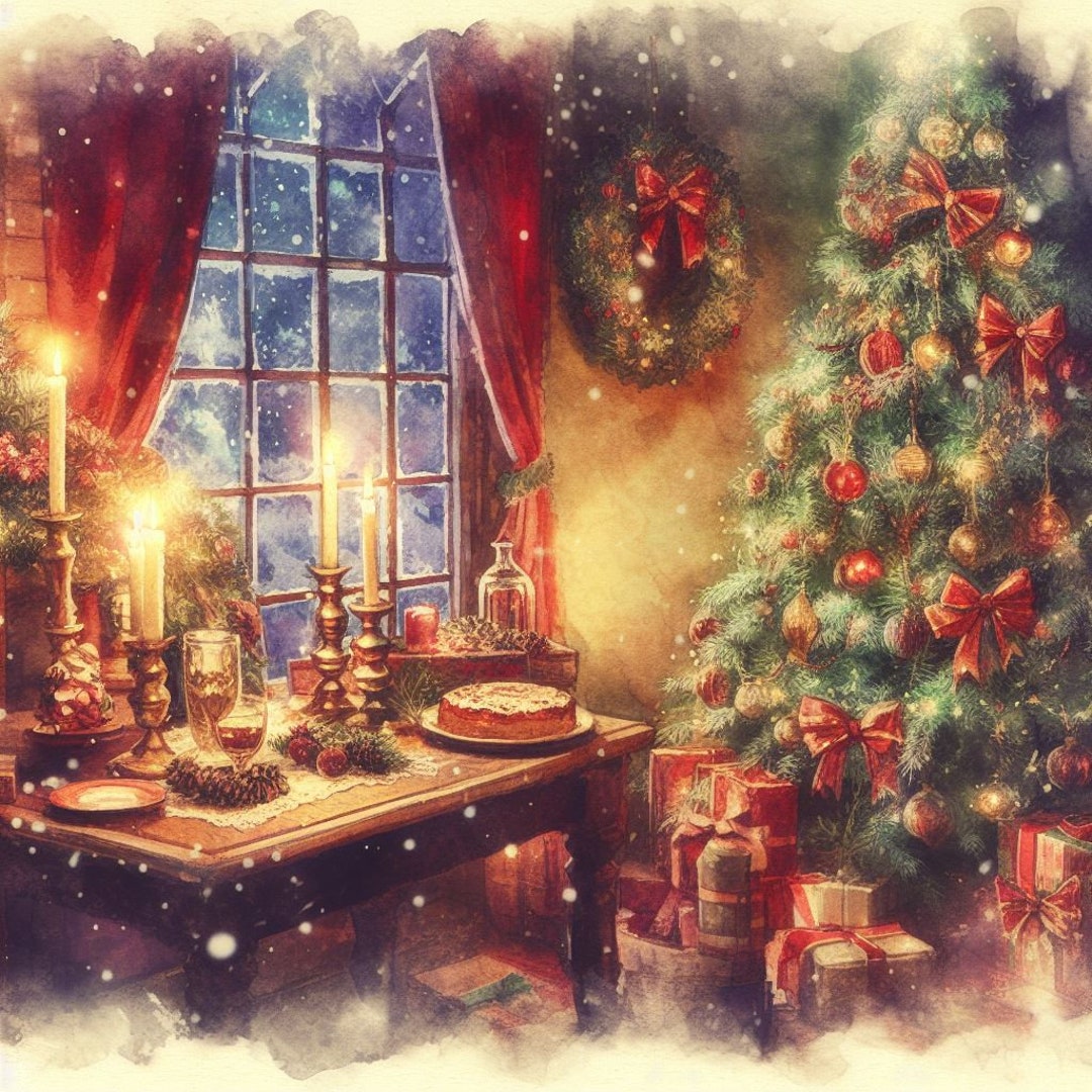 Vintage Christmas Digital Art 5 Instant Downloads (.JPG Files) - Etsy