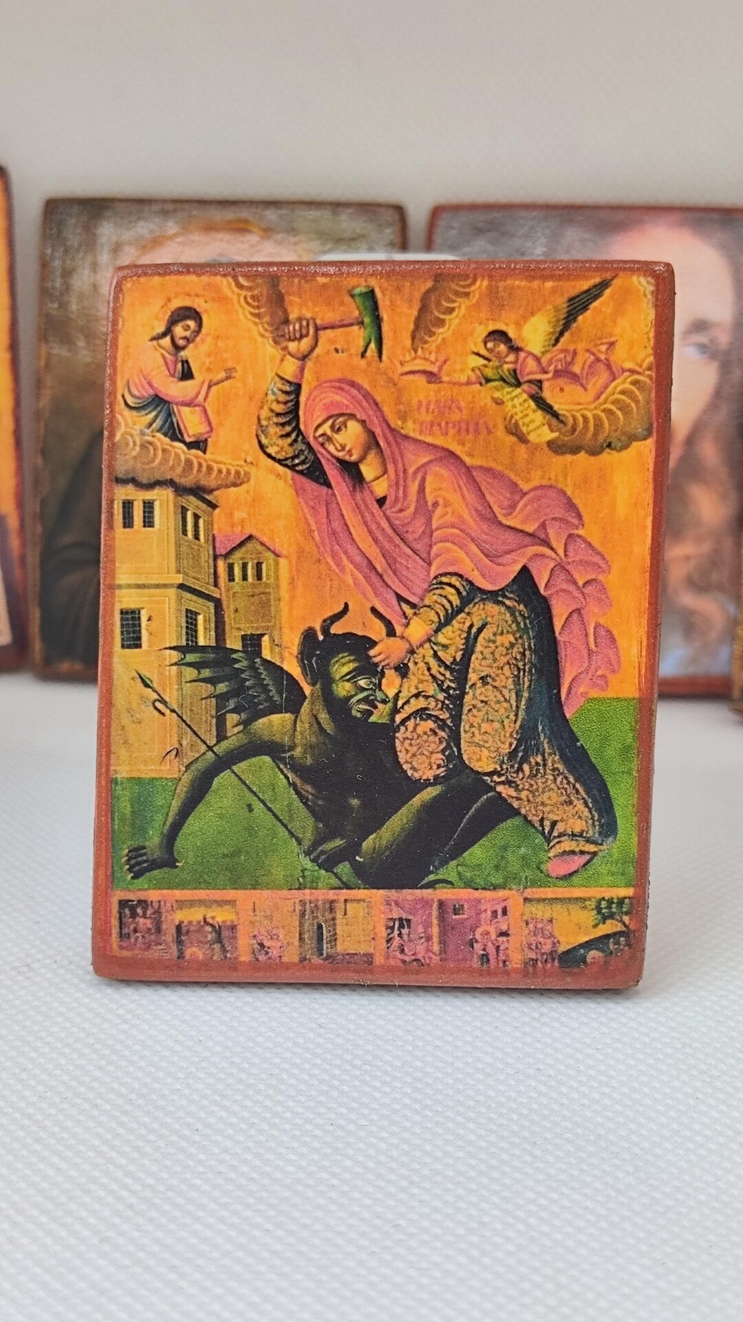 Handmade Wooden Icon of Saint Marina – Orthodox Christian Art – Aged ...