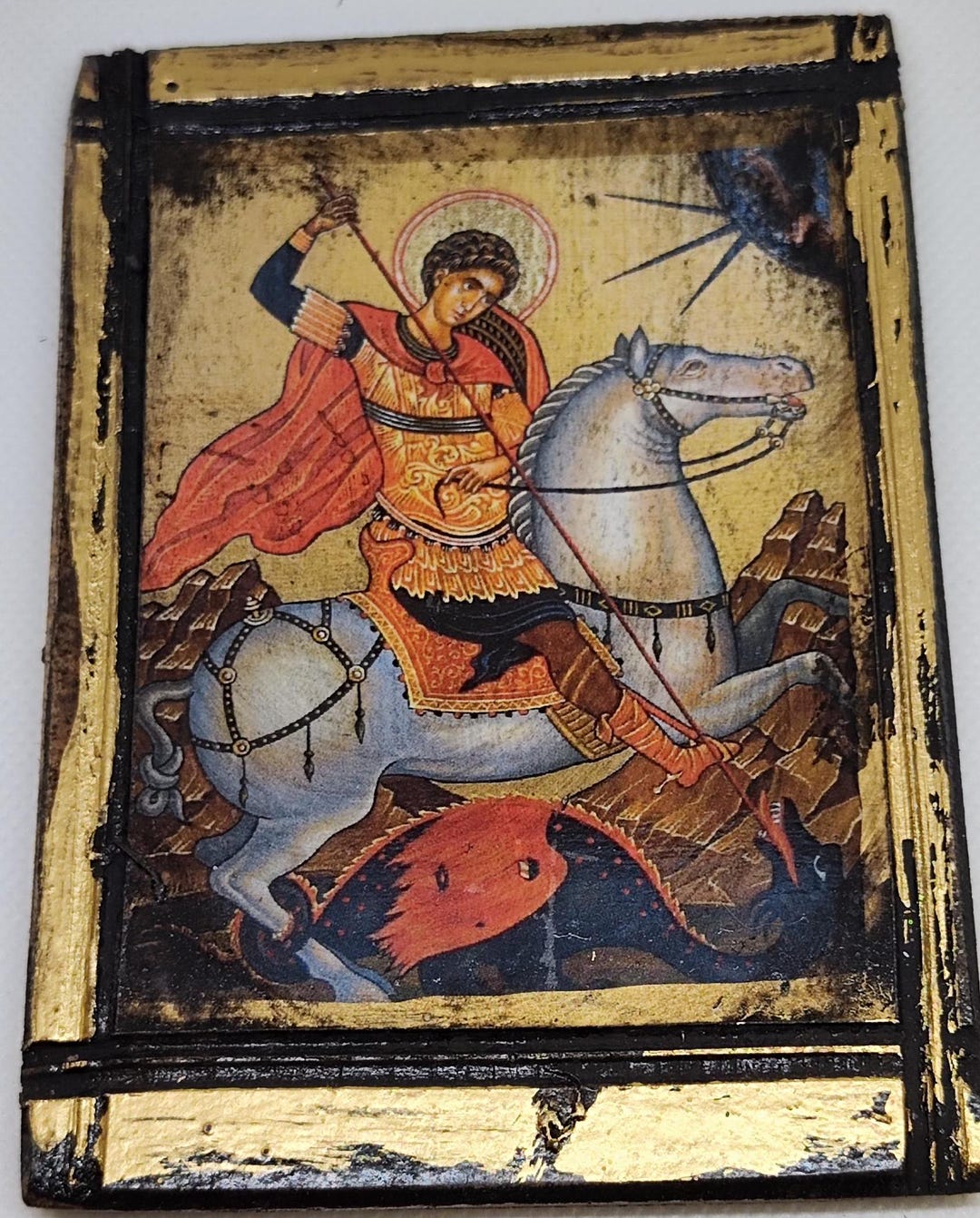 Saint George the Dragon Slayer – Handmade Wooden Orthodox Icon ...