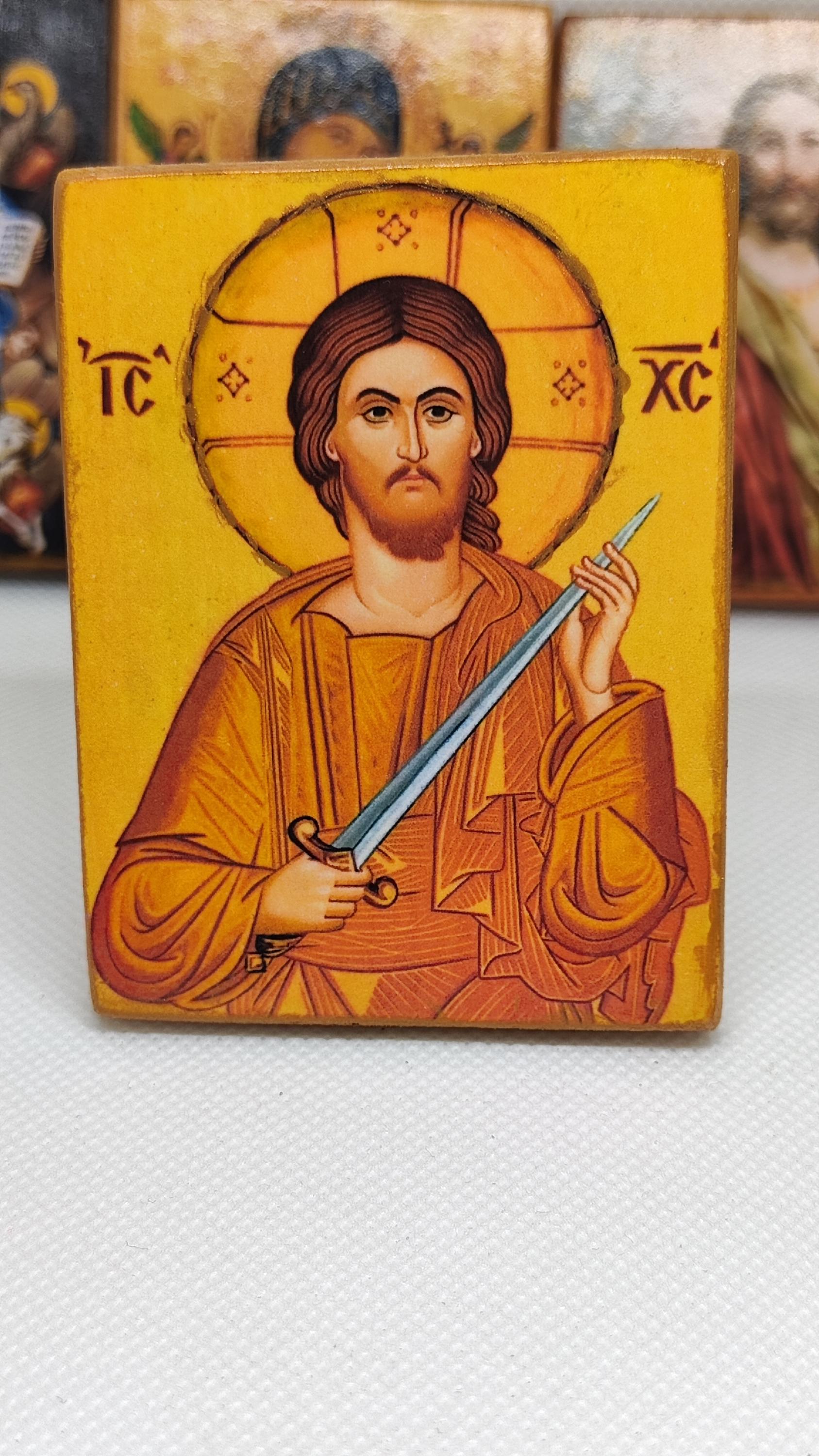 Christ With Sword Icon: Orthodox Christian Art Magnet on Wood - Etsy