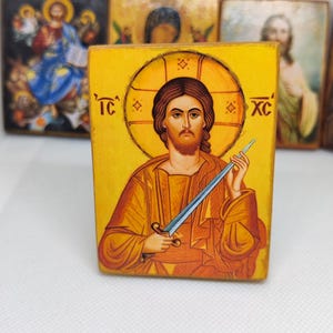 Christ With Sword Icon: Orthodox Christian Art Magnet on Wood - Etsy