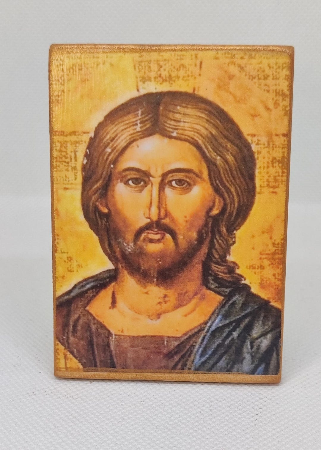 Icône byzantine antique de Jésus-Christ : art orthodoxe en bois fait ...