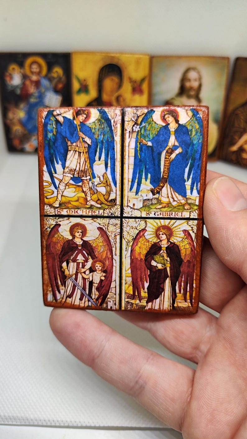 Four Archangels Icon – Orthodox Wooden Magnet – Archangel Michael and ...