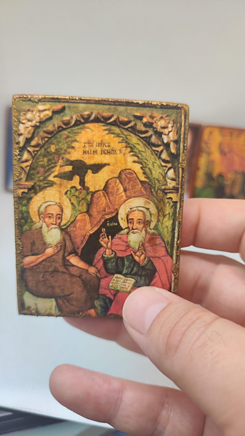 Elijah and Enoch Orthodox Icon: Handmade Wood Magnet (3.15"x2.36") - Etsy