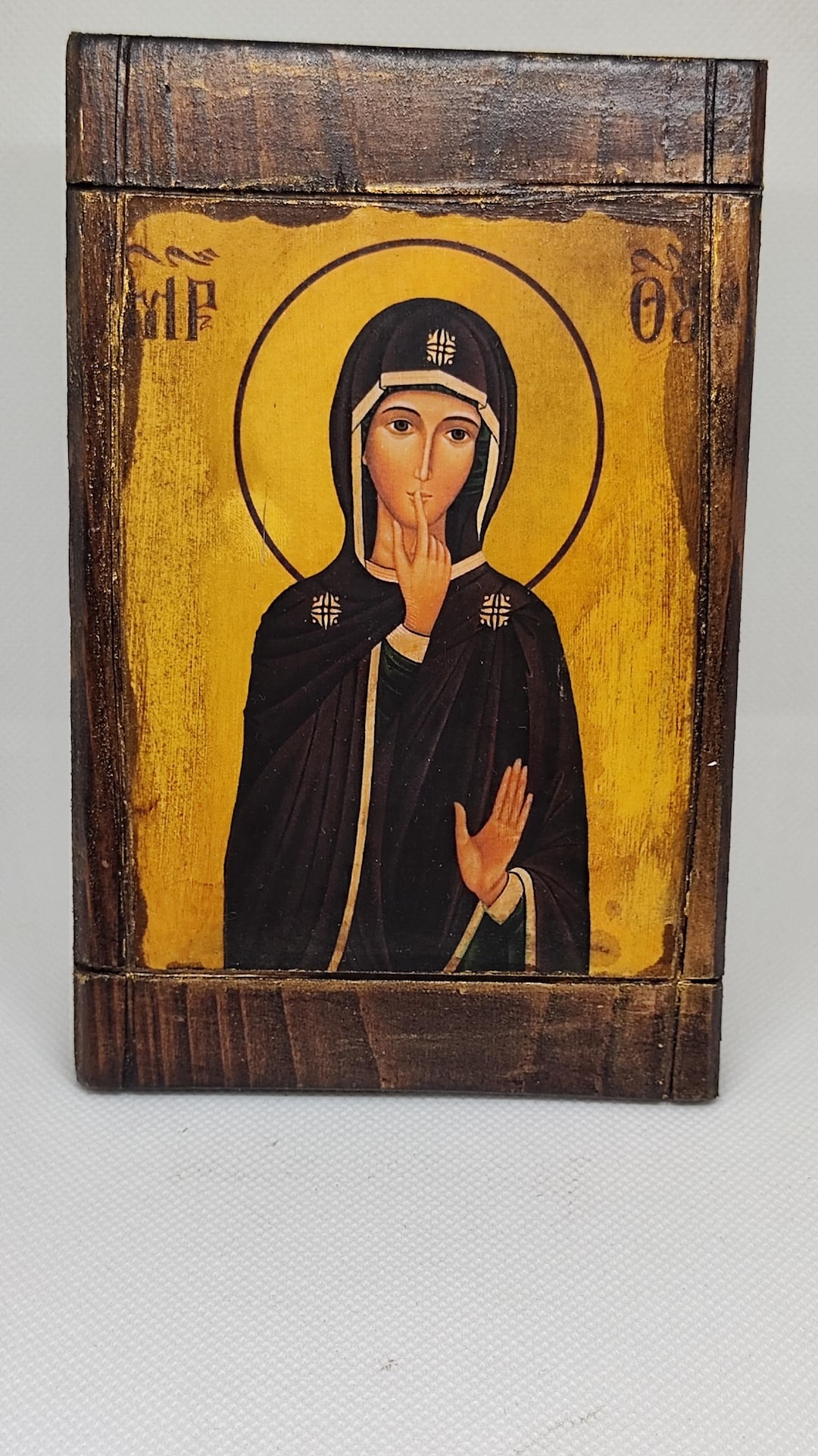 Virgin Mary of Silence Icon: Handcrafted Orthodox Christian Art (10x15 ...